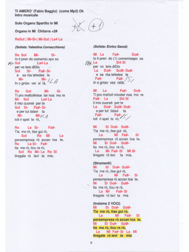 Ti Amerò - Baggio | PDF