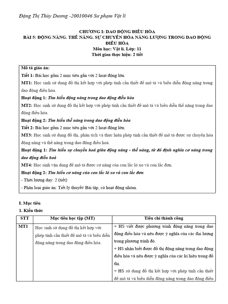 VL11 Bai 5 Dong Nang, The Nang, Su Chuyen Hoa Nang Luong Trong Dao Dong Dieu Hoa | PDF