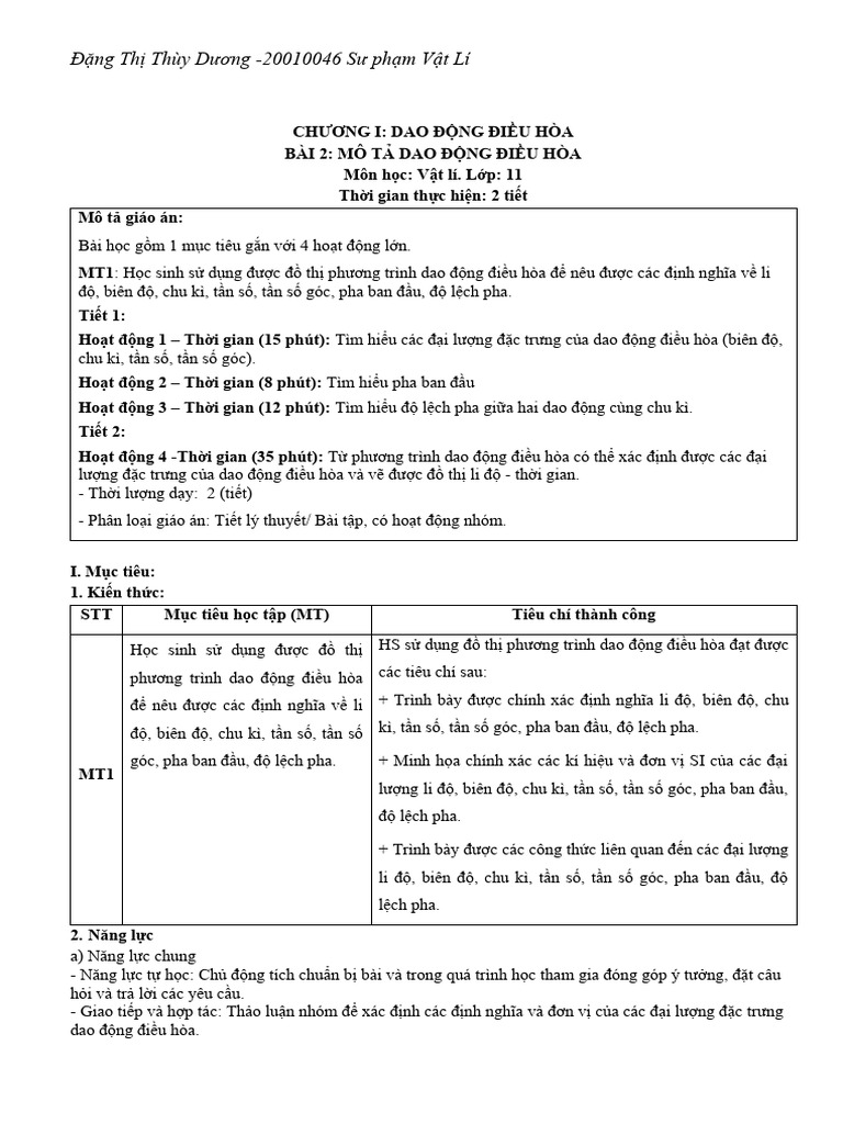 Vl11 Bai 2 Mo Ta Dao Dong Dieu Hoa | PDF