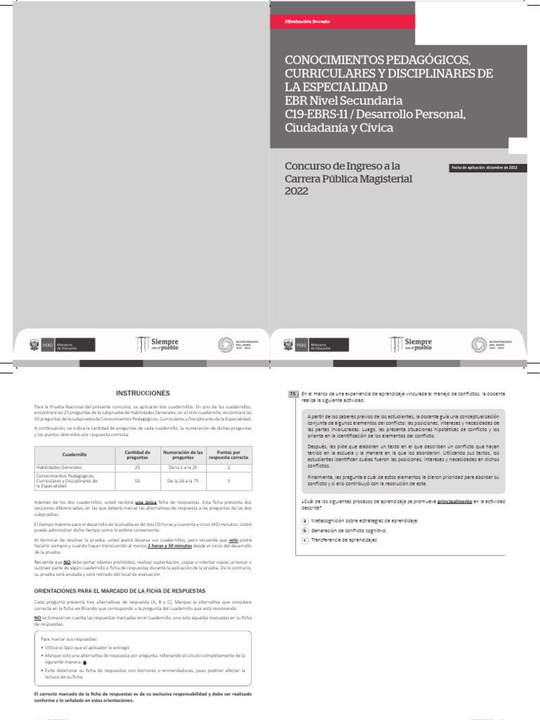 2022 DPCC Examen | Descargar gratis PDF | Maestros | Las emociones