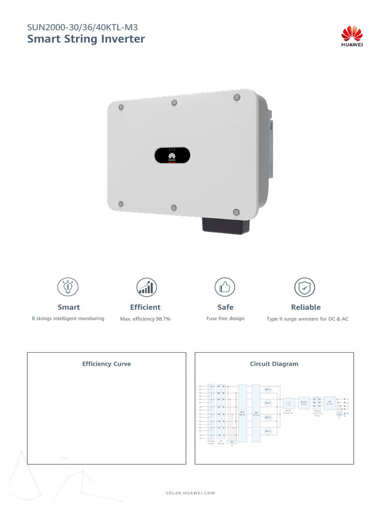 Huawei SUN2000 Inverter Specs | PDF | Alternating Current | Physical Quantities