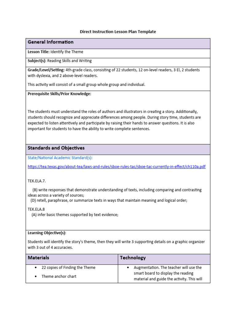 C732 Task2 | PDF | Vocabulary | Lesson Plan