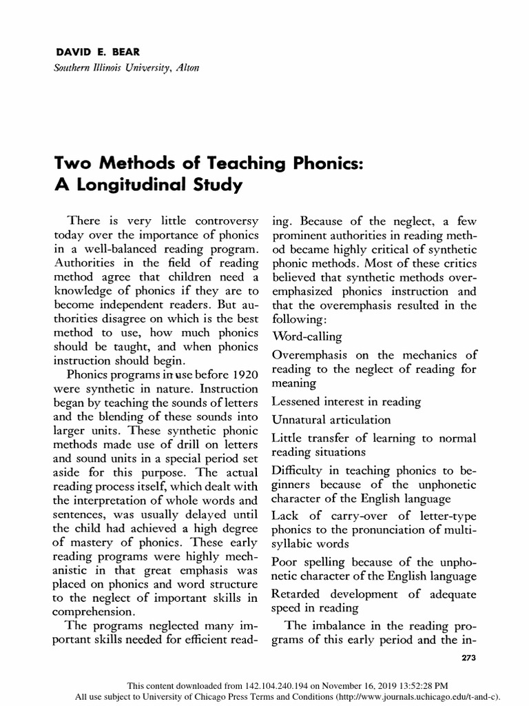 Two Methods of Teaching Phonics | PDF | Phonics | Learning To Read