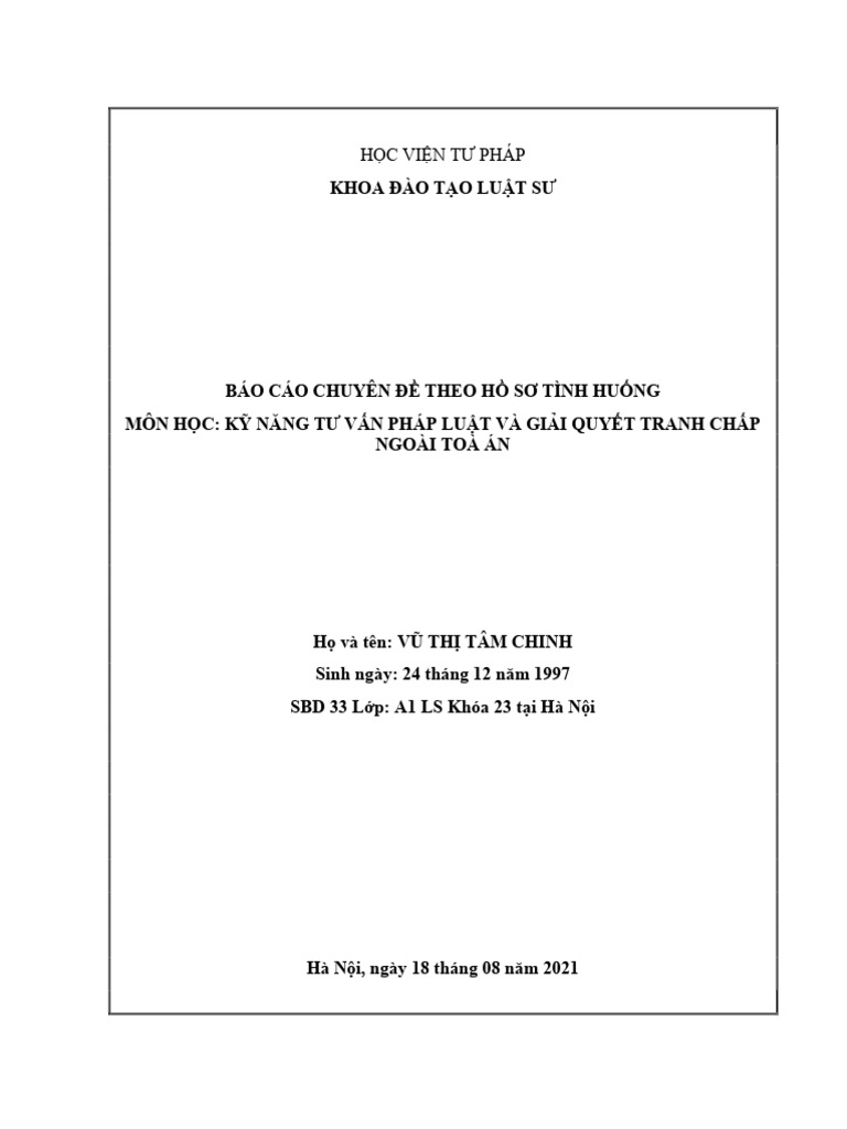 LS23.1A toi.HN, 33, VŨ THỊ TÂM CHINH, Thi chính.LS2 | PDF