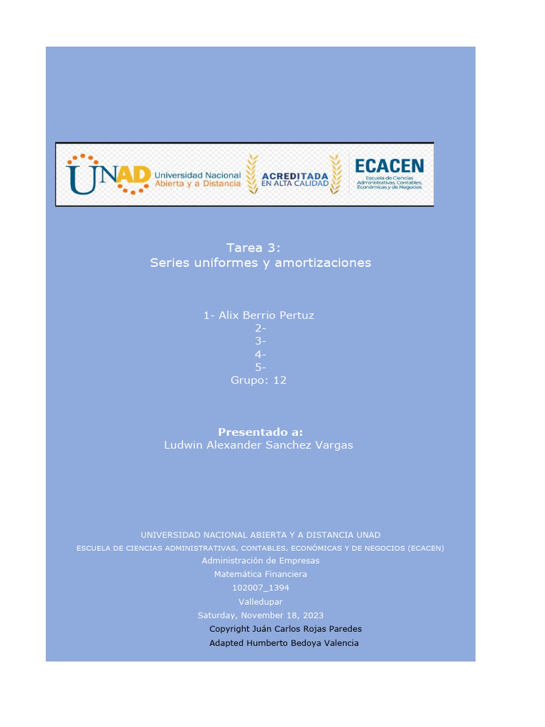 Series Uniformes y Amortizaciones | PDF | Interés | Hoja de balance