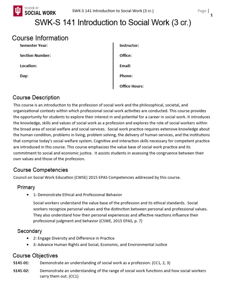 S141 Intro to Social Work_Model_D | PDF | Social Work | Mental Disorder