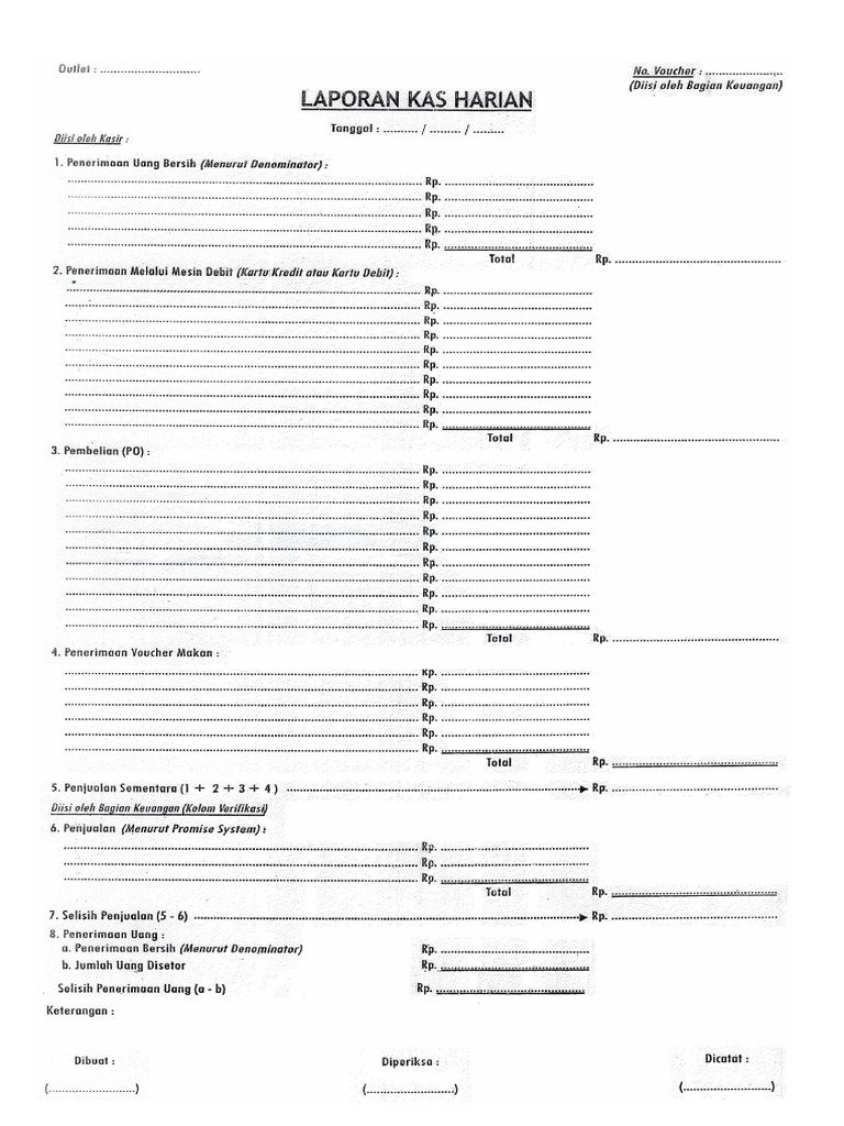 Laporan Kas Harian - Lev1 | PDF