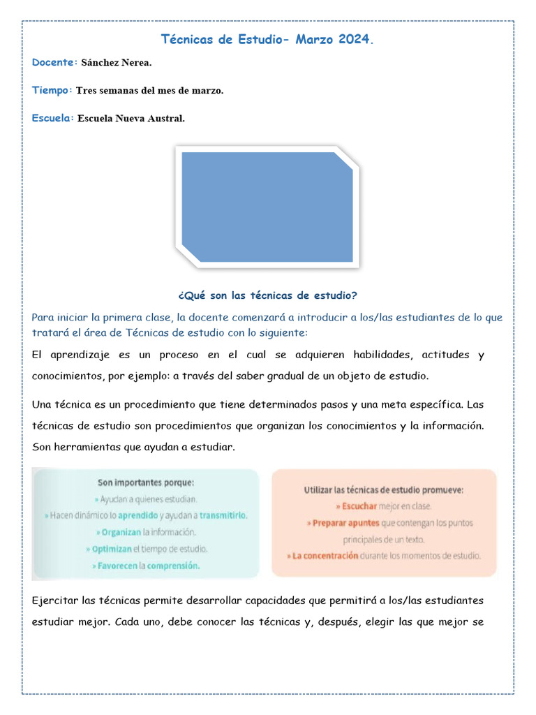 Técnicas de Estudio para Estudiantes | PDF | Habilidades de estudio ...