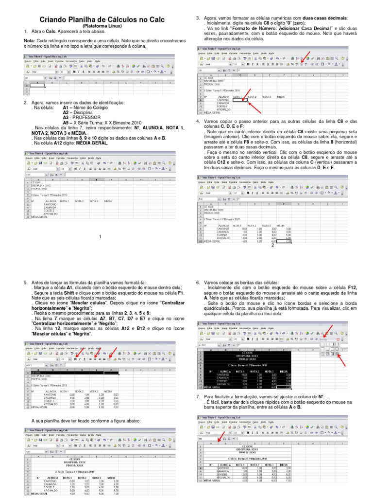 Tutorial Calc | Download grátis PDF | Decimal | Programas
