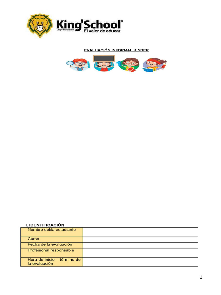 Evaluación Informal Kinder: Guía y Puntos | PDF