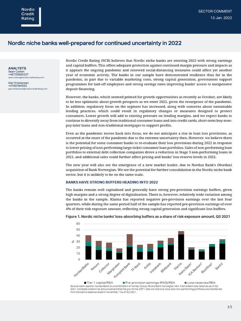 NCR - Nordic Niche Banks Well-Prepared For Continued Uncertainty in ...