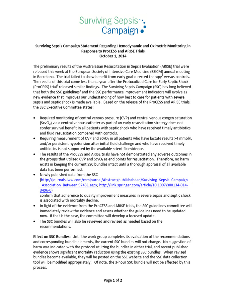 ProCESS-ARISE | PDF | Sepsis | Shock (Circulatory)