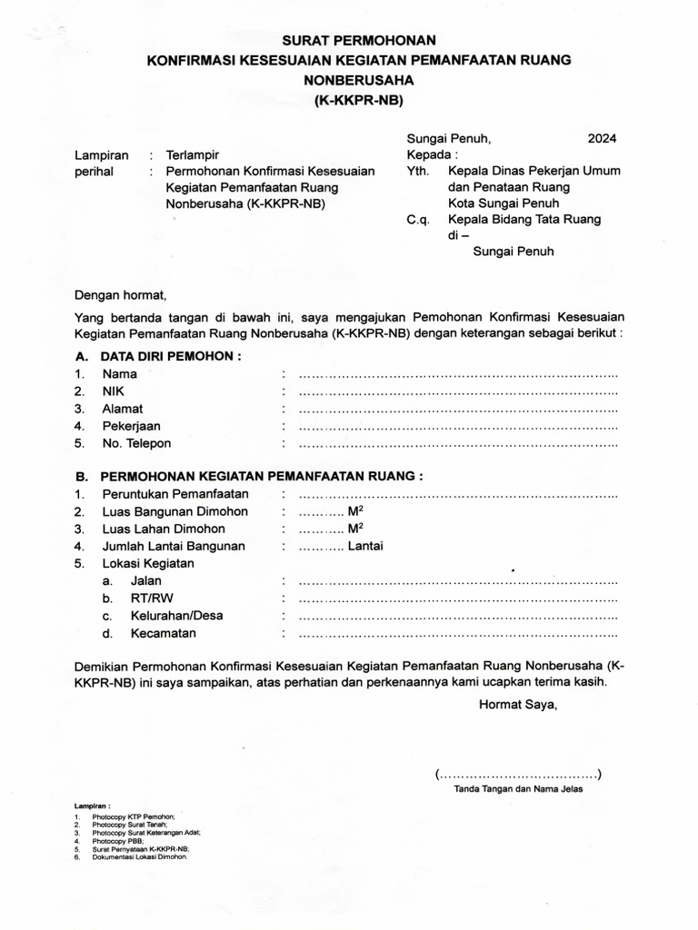 SRT PERMOHONAN KRK | PDF