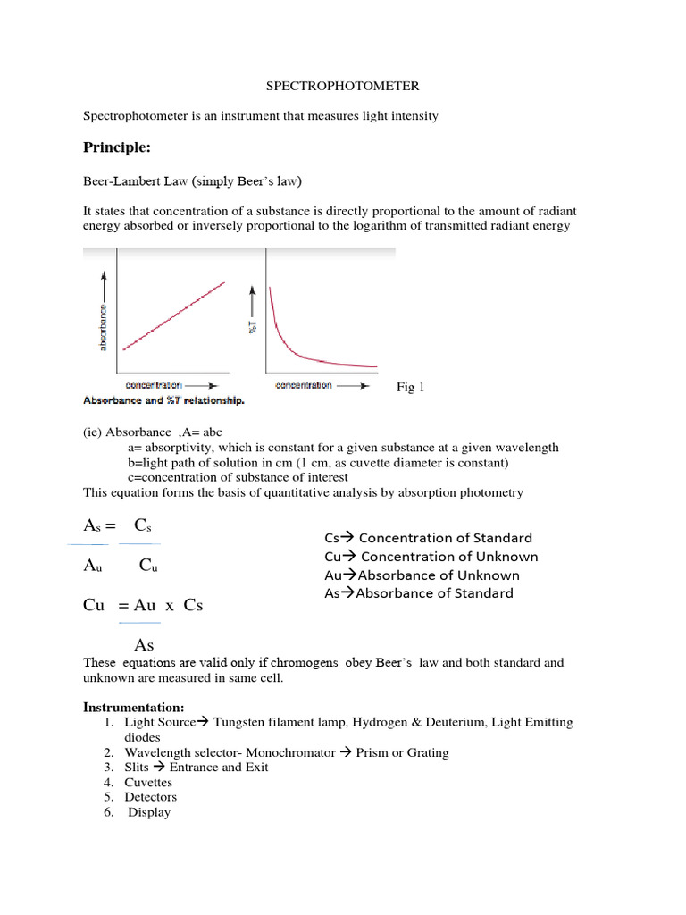 Spectrophotometer Basics for Labs | PDF
