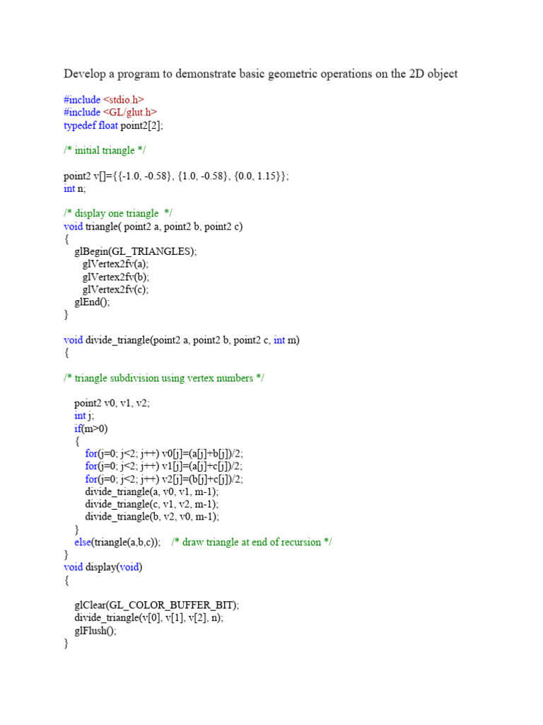 Pgm2 Basic Geometric Operations On The 2d Object Pdf