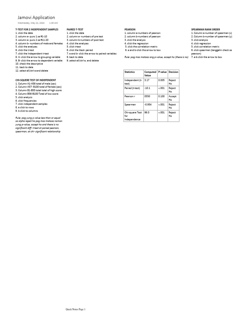 Jamovi Application Pdf Student S T Test Tests