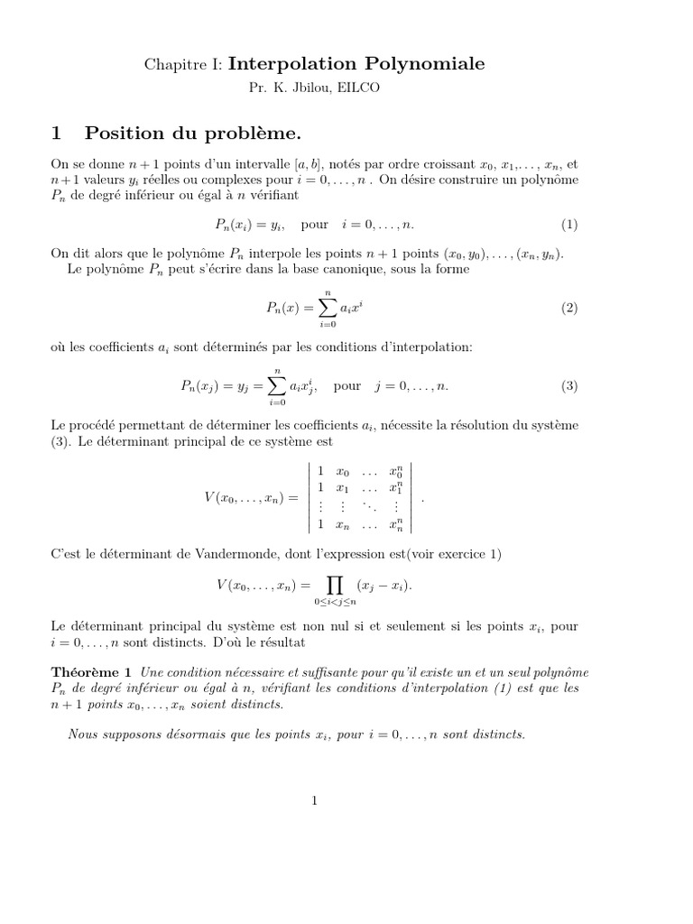 Interpolation Polynomiale et Erreurs | PDF | Interpolation | Polynôme
