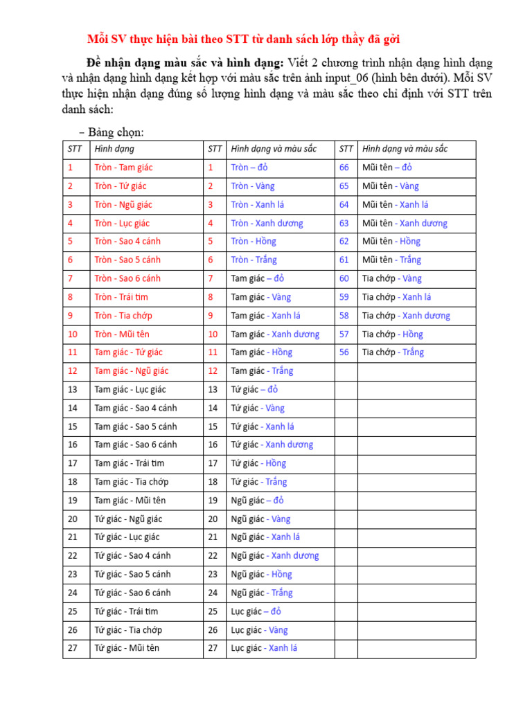 BAI TH 02 - Nhan Dang Hinh Dang Va Mau Sac | PDF