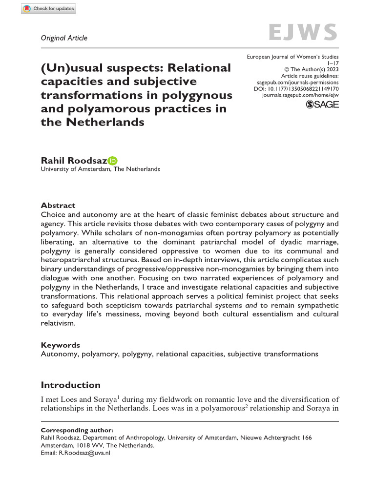 Roodzas Polygyny Polyamorie | PDF | Polyamory | Intimate Relationships