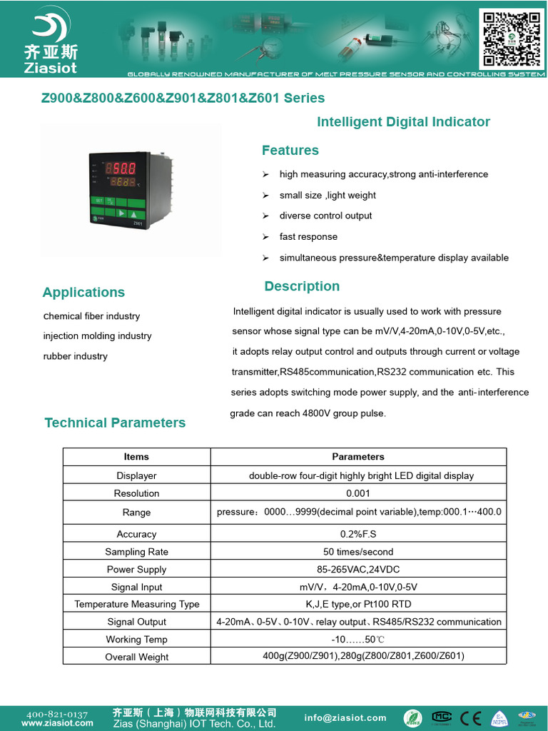 Z900&Z800&Z600&Z901&Z801&Z601 Series Intelligent Digital Indicator ...