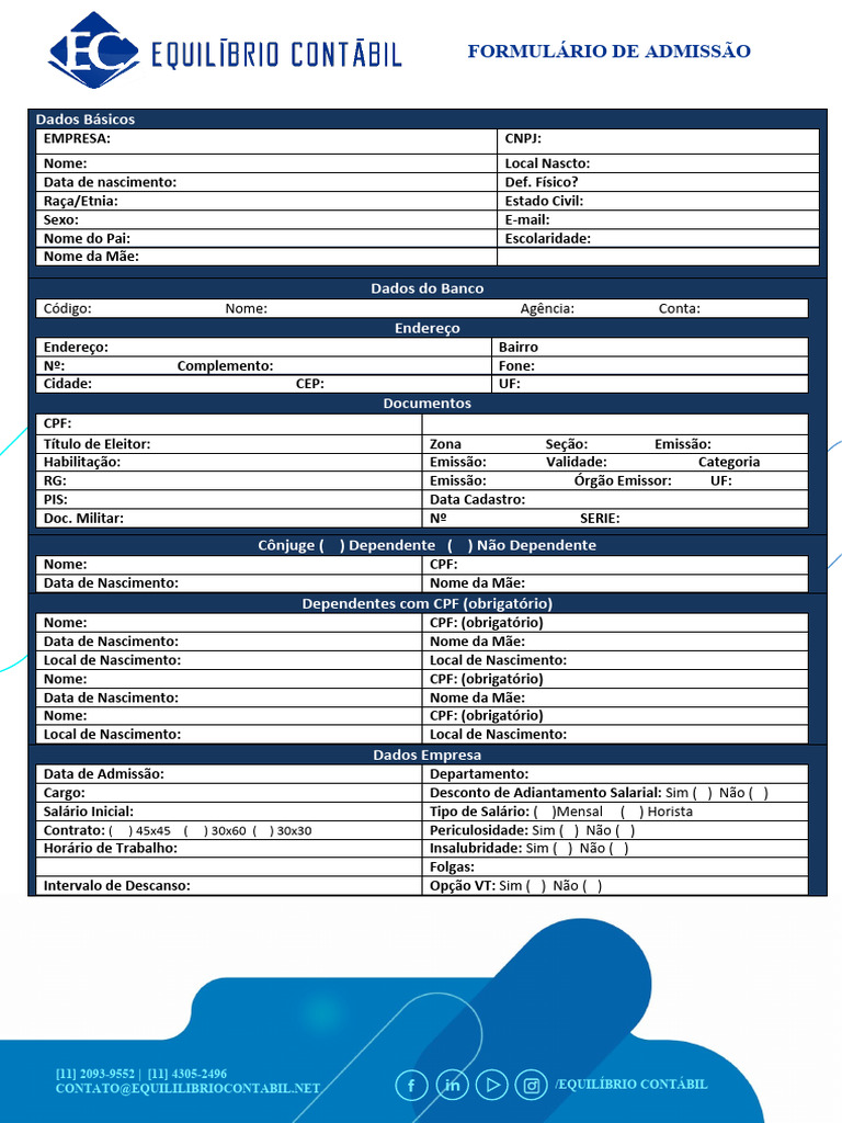 Formulario de Admissao | PDF | Brasil