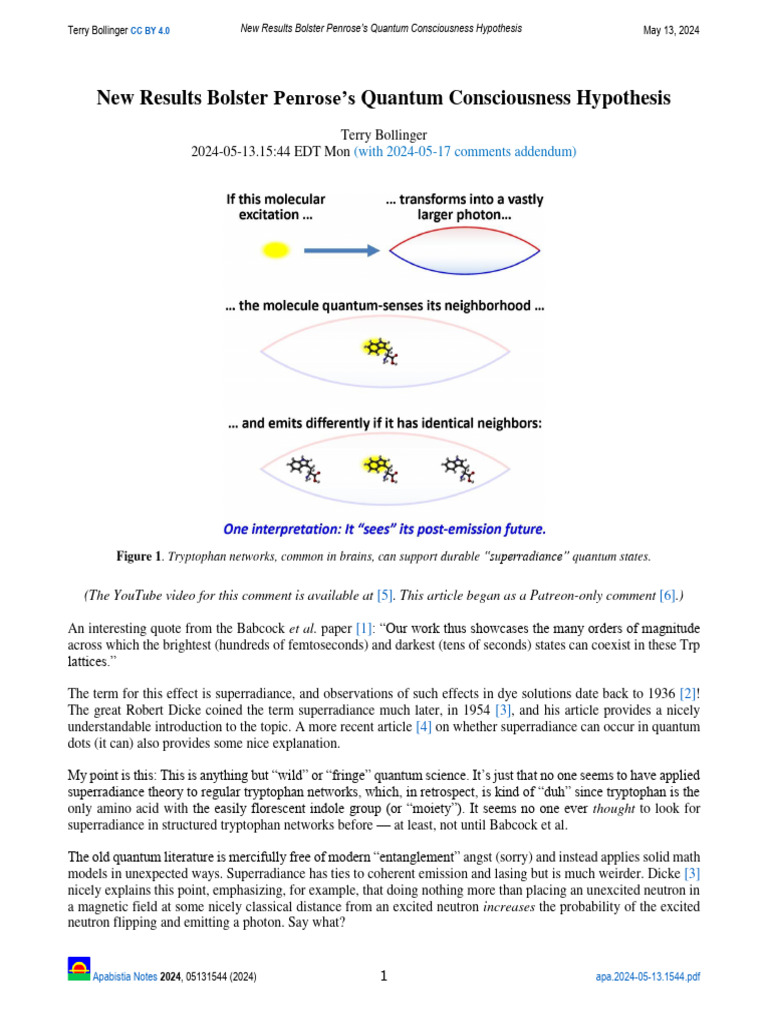 New Results Bolster Penrose's Quantum Consciousness Hypothesis | PDF ...