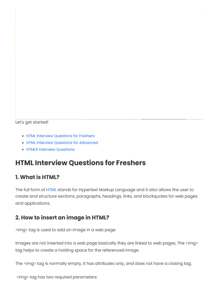 Interview Questions and HTML5 Interview Questions in 2023 | PDF | Html Element | Html