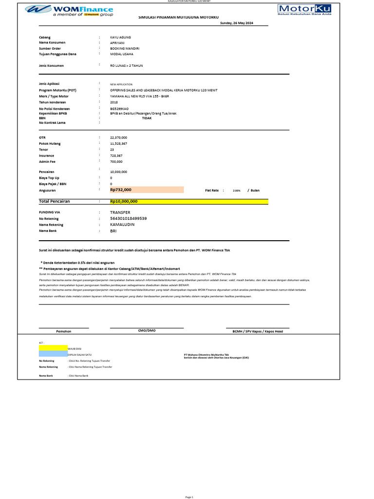 k120 - Kalkulator Motorku 2024 Ver 1.3 - Multiguna, Fasdan & SLB | PDF