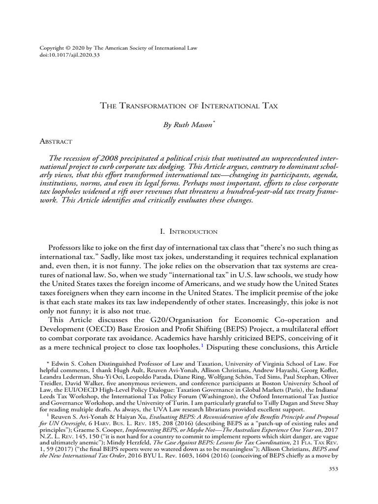 Mason (2020) | PDF | Taxes | Tax Avoidance