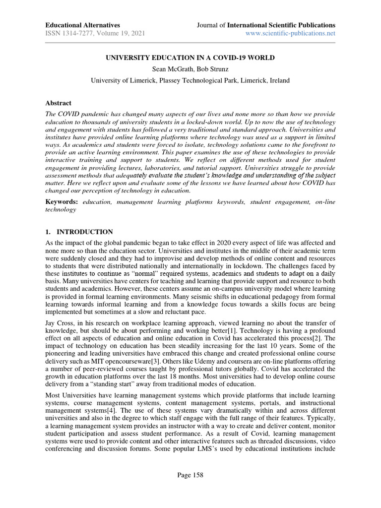 University Education in A Covid-19 World | PDF | Educational Assessment ...