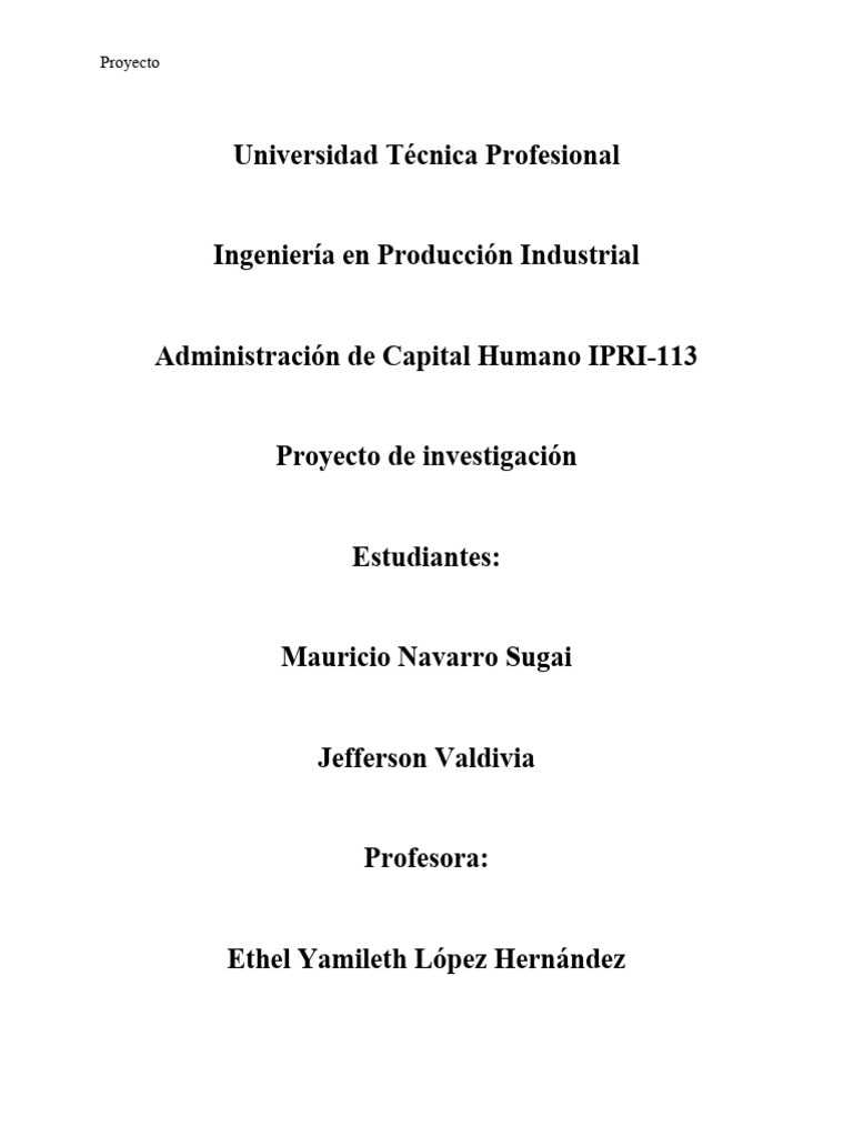 Proyecto RH | PDF | Evaluación | Gestión de recursos humanos
