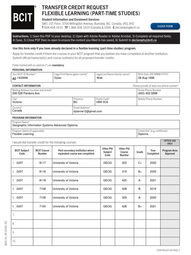 Flex Transfer Credit Declared | PDF