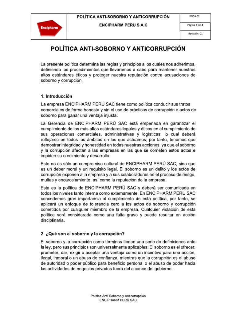 Politica Antisoborno y Anticorrupción | PDF