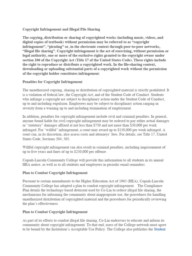Copyright Infringement and Penalties Guide | PDF | Copyright ...