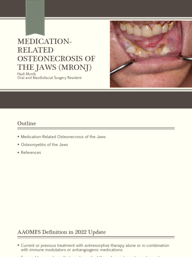Medication-Related Osteonecrosis of the jaws (MRONJ) | PDF | Clinical ...