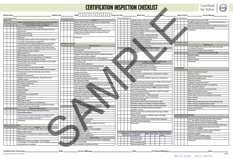 volvo_cpo_checklist | PDF | Trunk (Car) | Tire