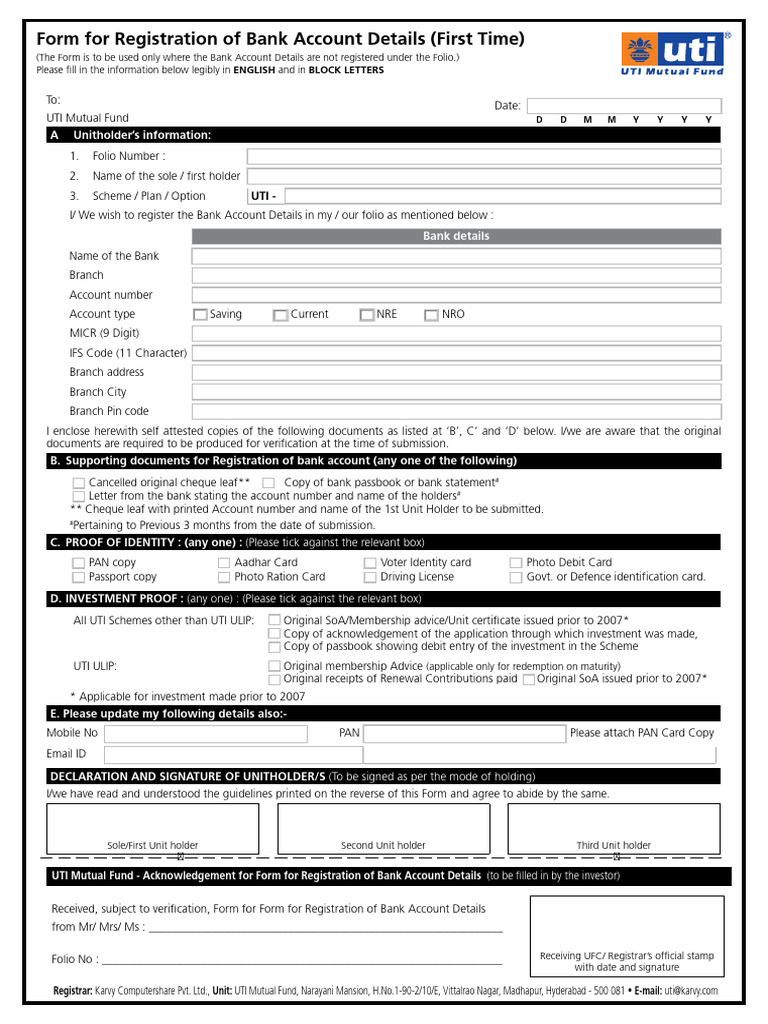 Registration Form Bank | PDF | Identity Document | Cheque