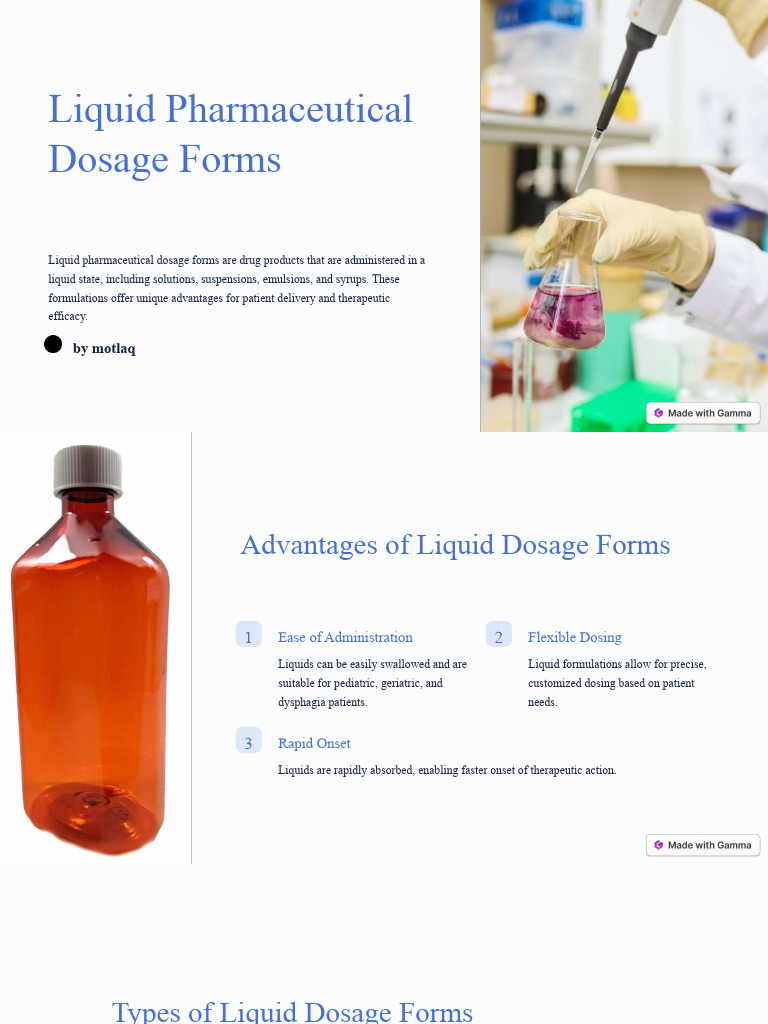 Liquid Pharmaceutical Dosage Forms: by Motlaq | PDF | Pharmaceutical ...
