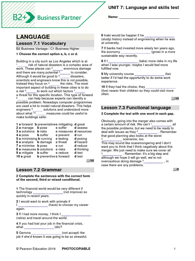 Test U7 Pdf Risk