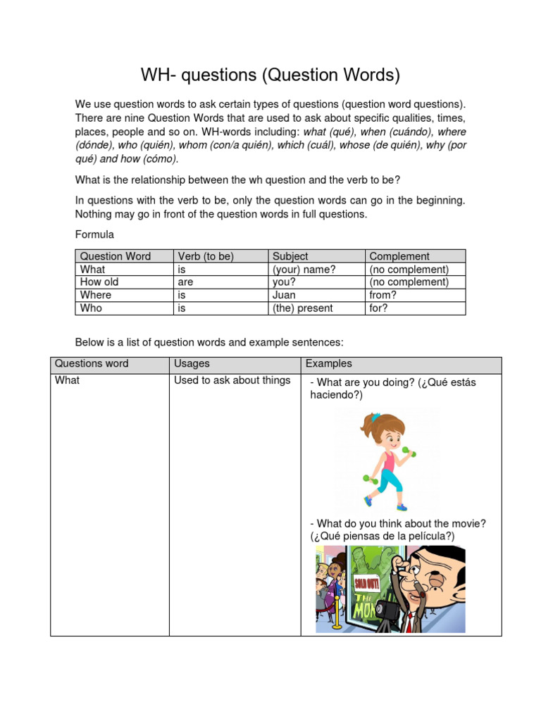 WH Questions | Download Free PDF | Question | Semantics