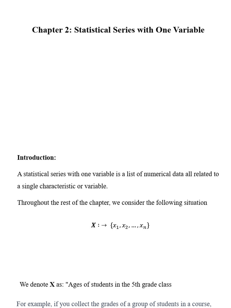 CHAPITRE 02 Statistical Series With One Variable | PDF | Chart | Data Set