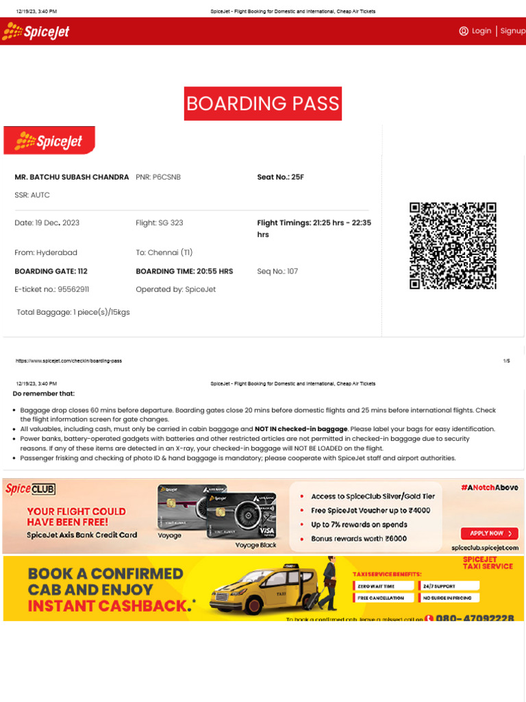 SpiceJet - Boarding Pass | PDF
