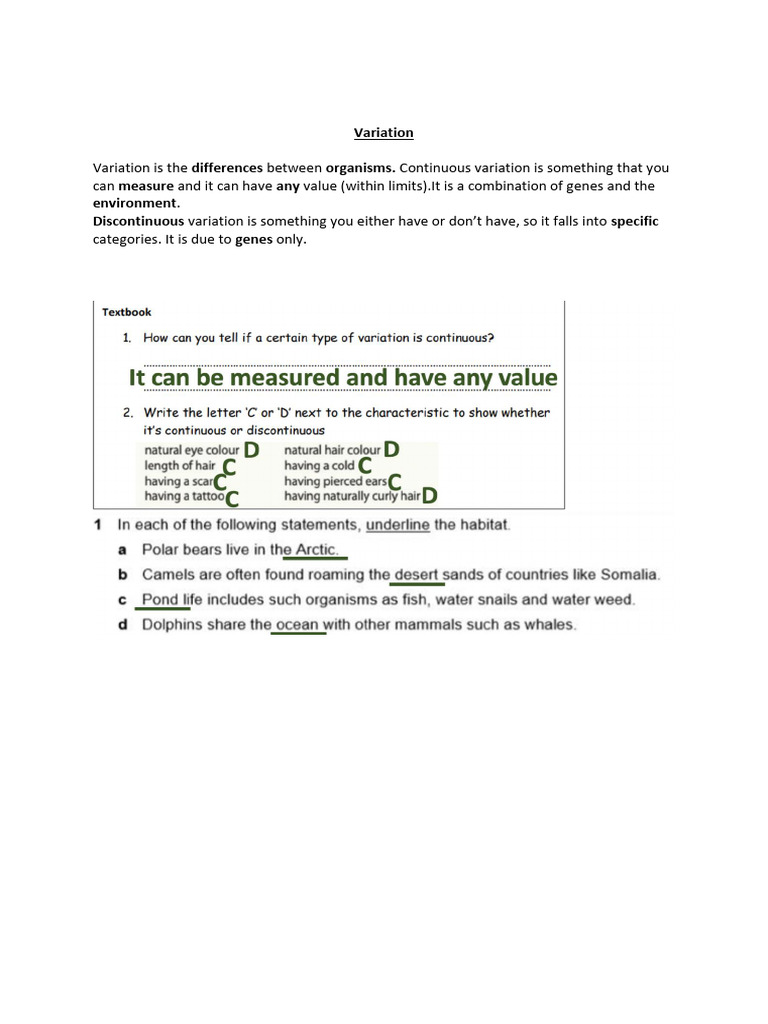 Variation Revision Answers | PDF | Ecosystem | Foods