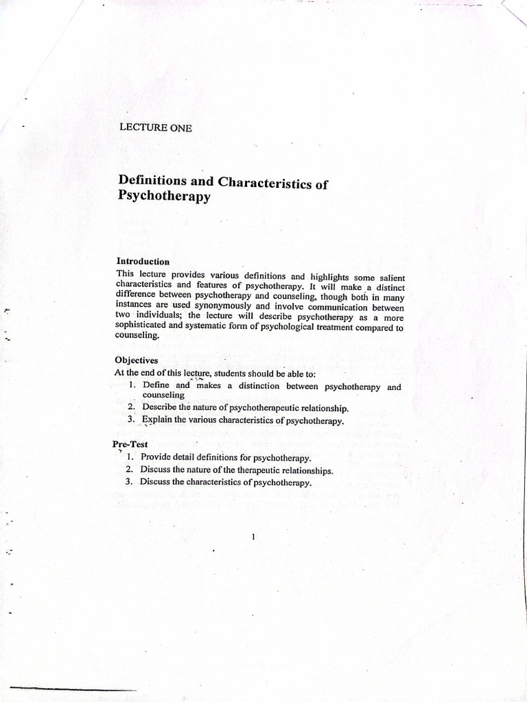 Practicum in Psychotherapy PSY 453 | PDF