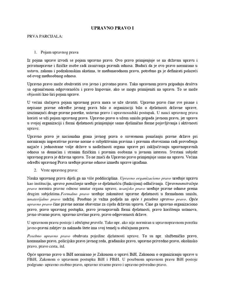 Uprava Prva Parcijala I Druga 18 STR | PDF