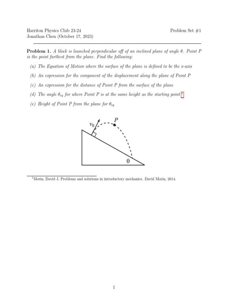 Physics Problem Set: Inclined Plane Dynamics | PDF | Kinematics | Physics