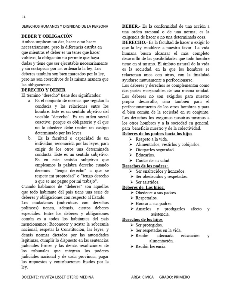 Derechos y Deberes Humanos Básicos | PDF | Dignidad | Derechos humanos