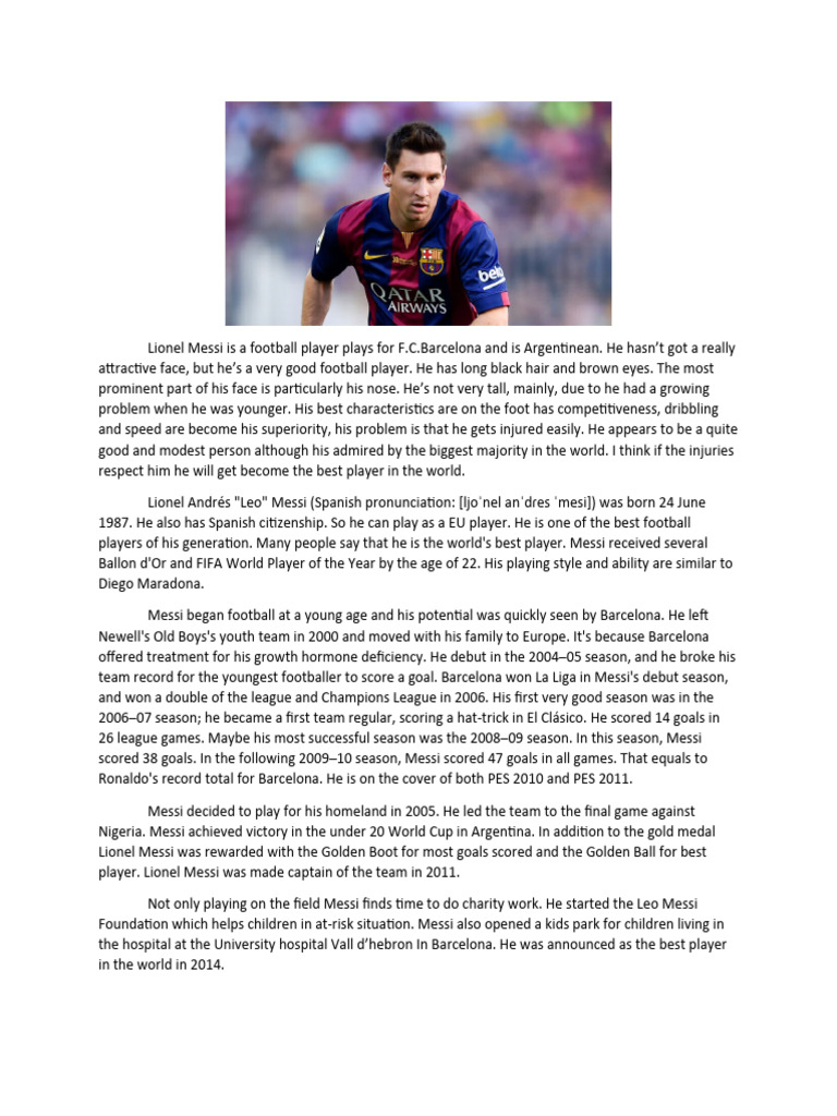 Biography Lionel Messi Bhs Inggris 2 | PDF | Lionel Messi | Fc Barcelona