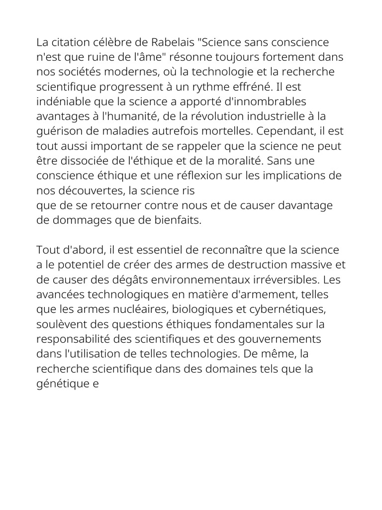 Science et conscience : un équilibre vital | PDF | Science | Humain