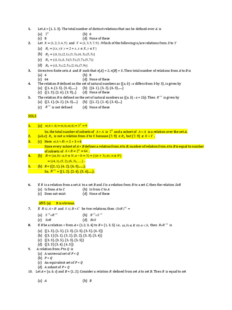 Grade 11 RELATIONS | PDF | Mathematics | Mathematical Concepts